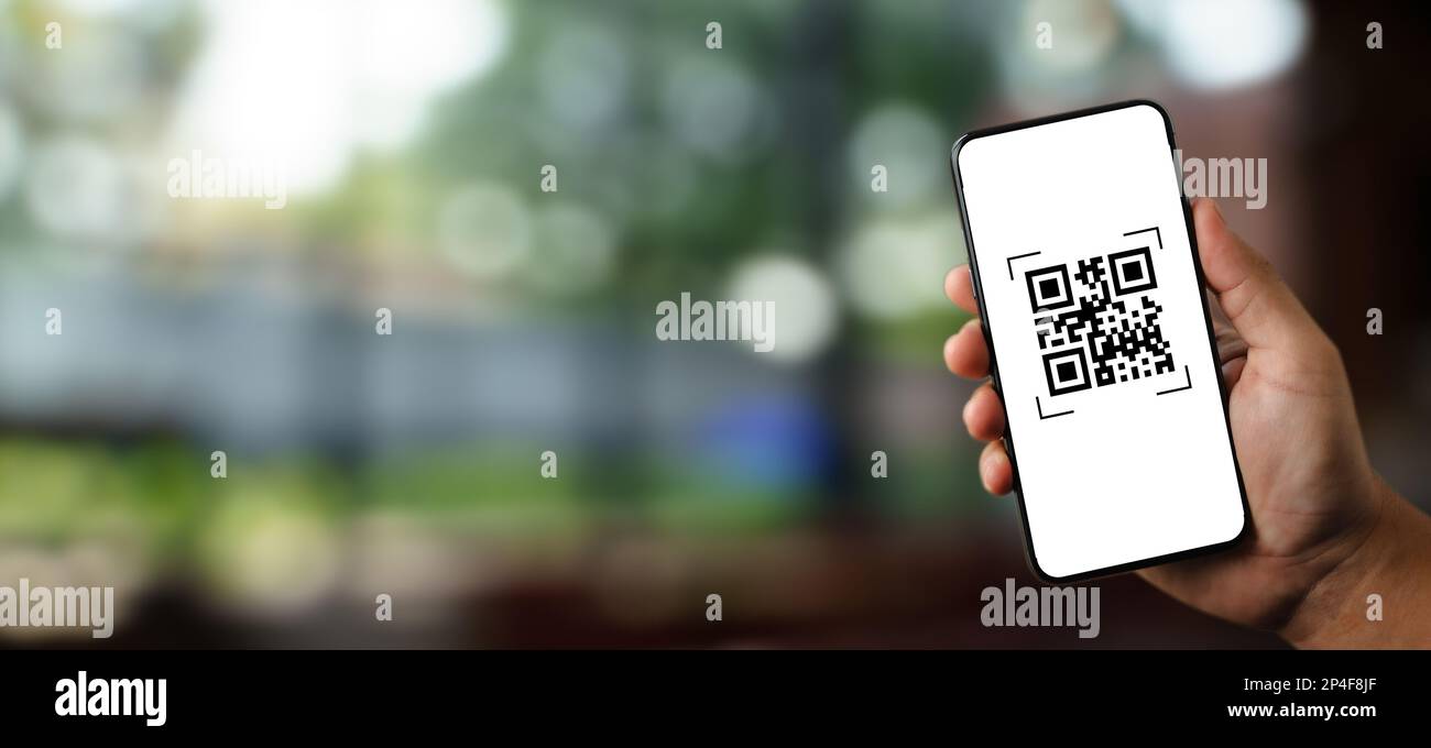 scanning QR codes with a mobile phone application and paying for goods ...