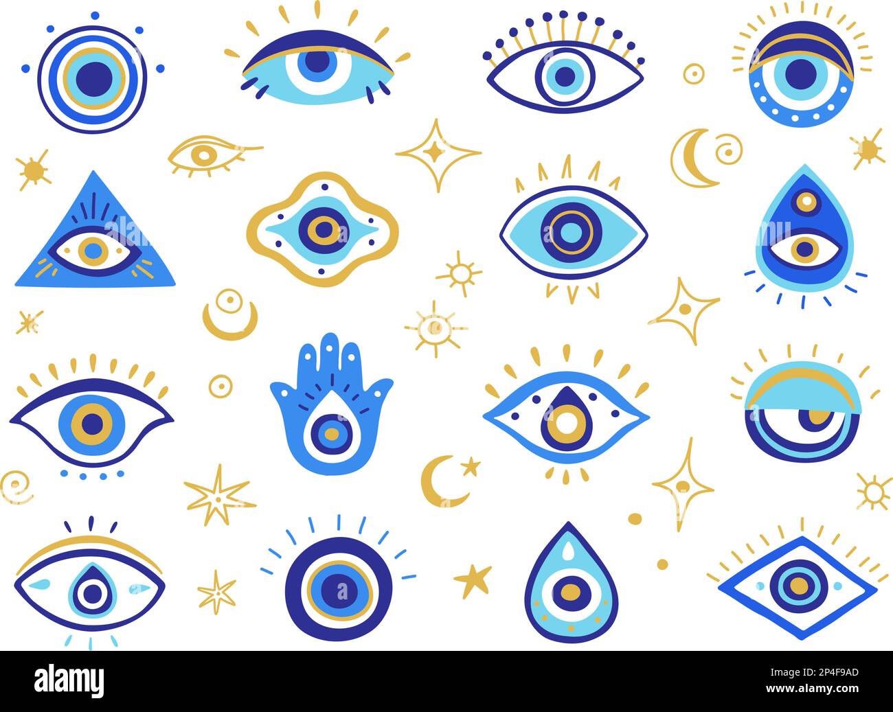 Evil eye symbols. Mystic Greek and Turkish eyes of evil malevolent ...