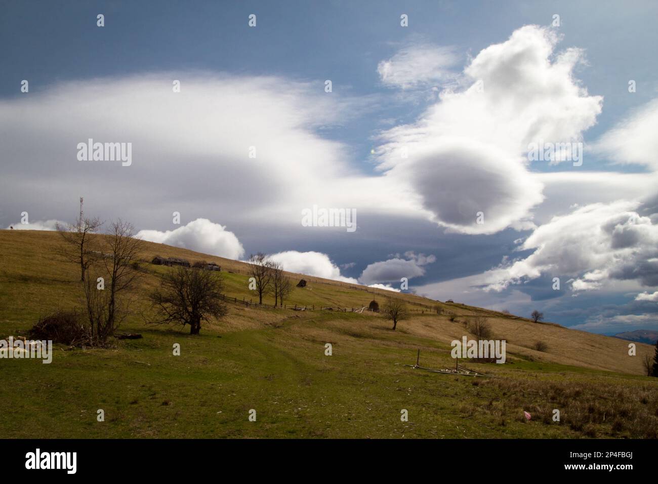 Old farm on steep slope landscape photo. Nature scenery photography ...