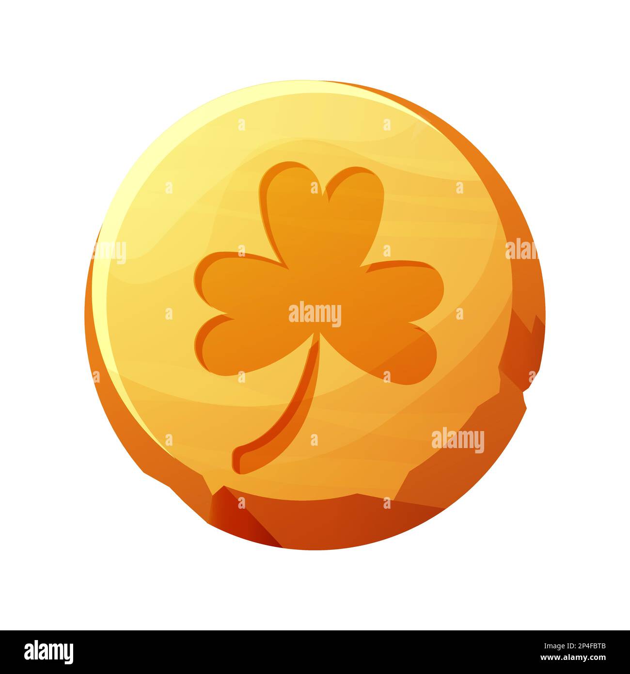 Golden coin with clover lucky symbol, irish penny Celtic celebration ...