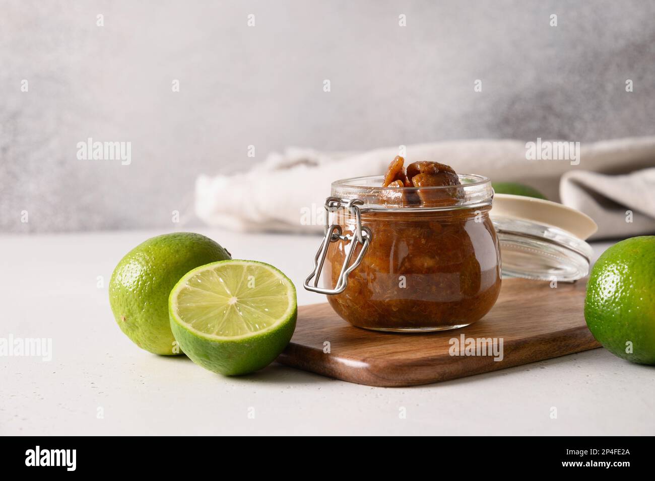 Traditional Sri Lankan Lime Pickle of lime, salt, chilli, pepper on ...