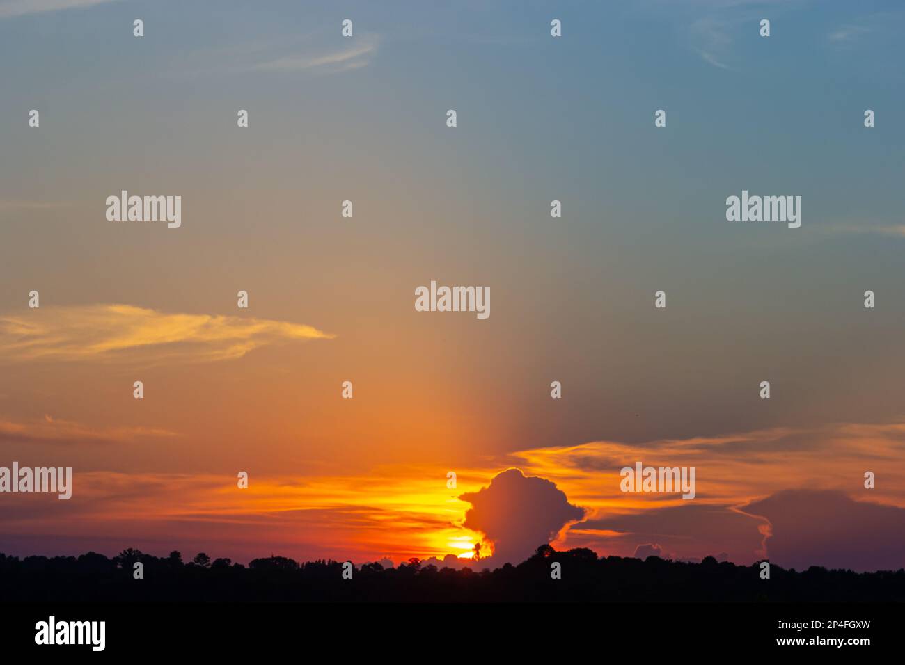 sunset sky with multicolor clouds. Dramatic twilight sky background ...