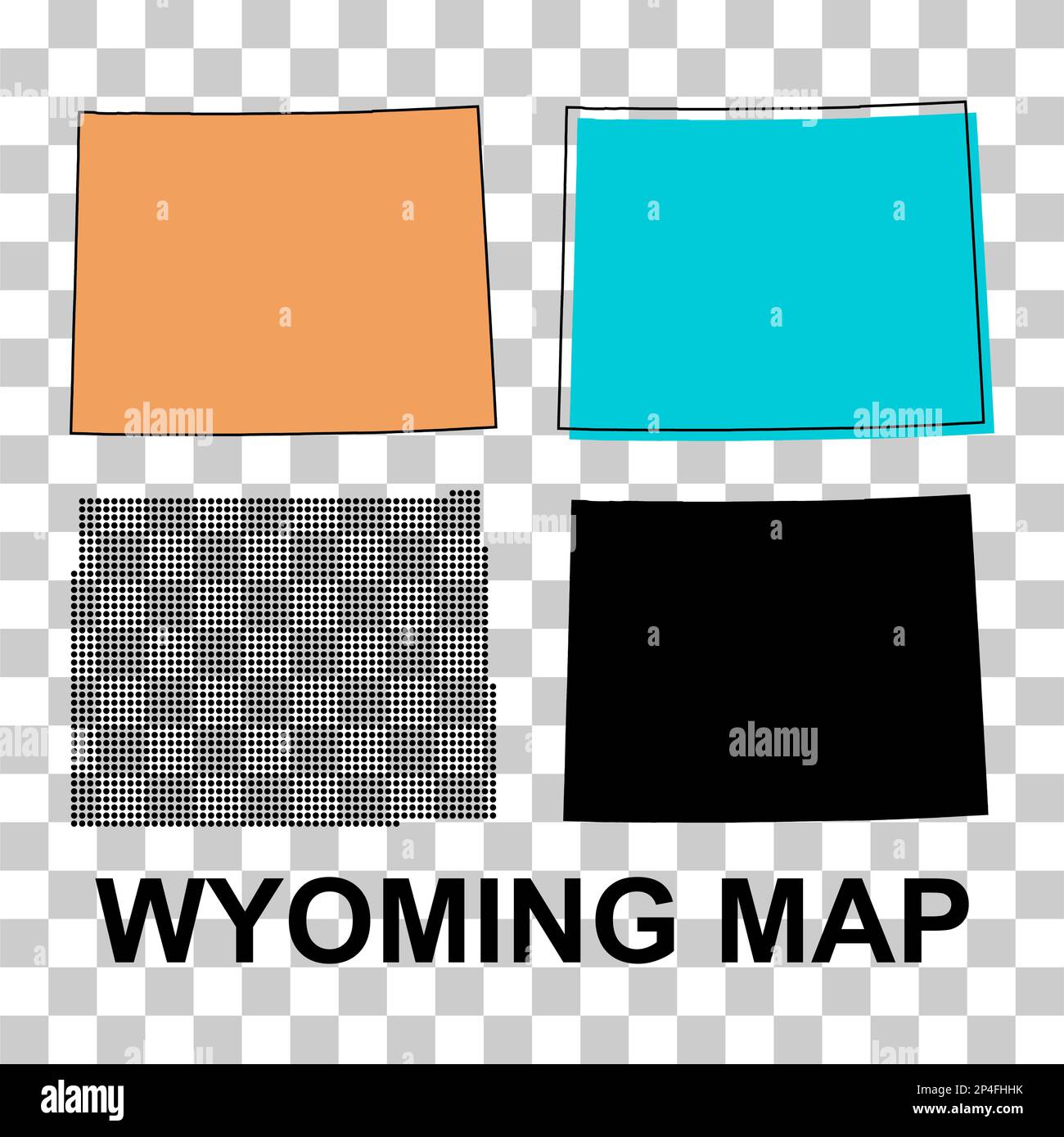 Set of Wyoming map shape, united states of america. Flat concept icon ...