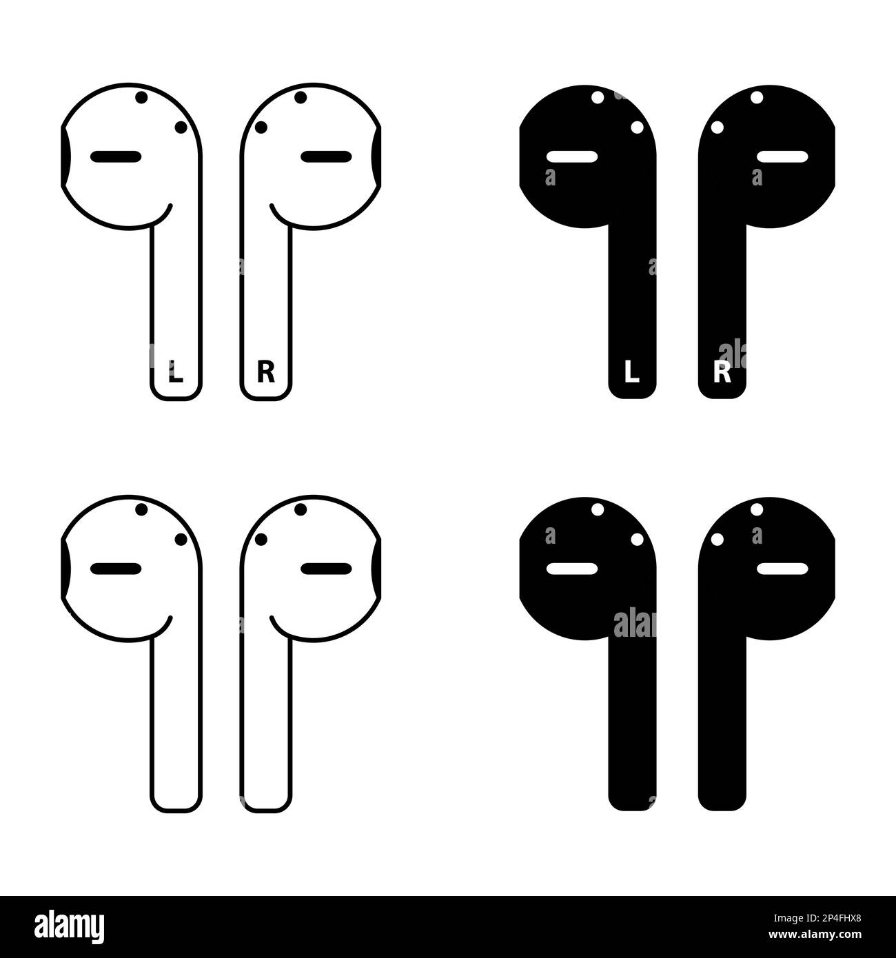 Set of Earphones music flat icon, sound technology device sign, web ...