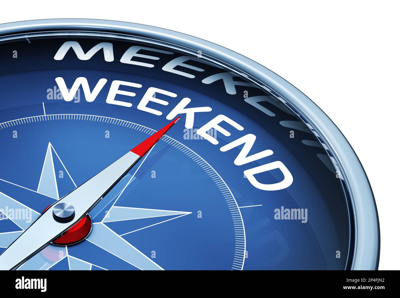 3d rendering of a compass with a weekend icon Stock Photo - Alamy