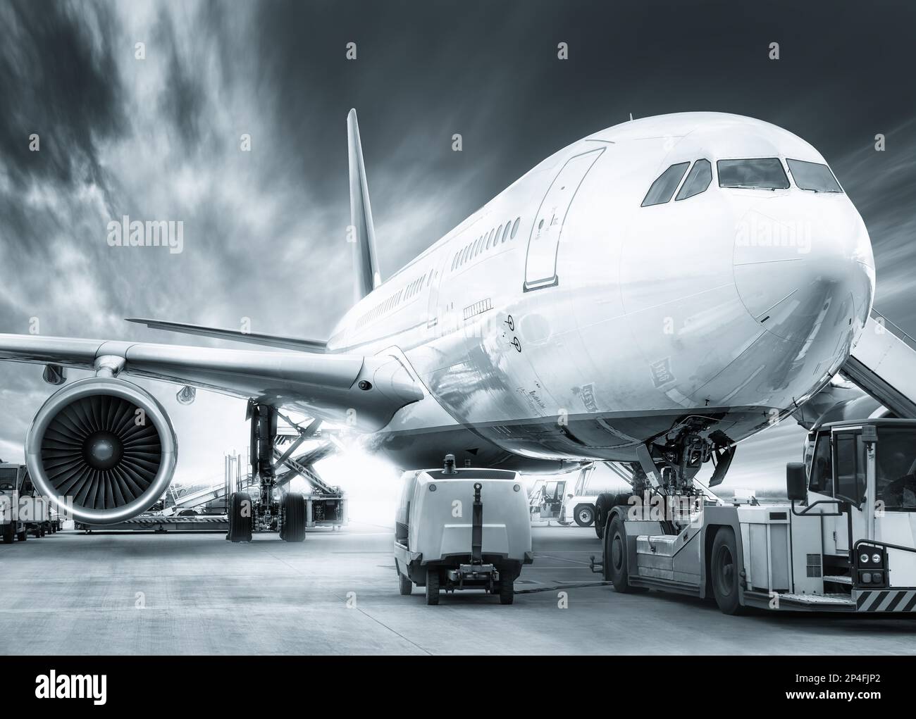 airplane getting prepared for take off Stock Photo - Alamy