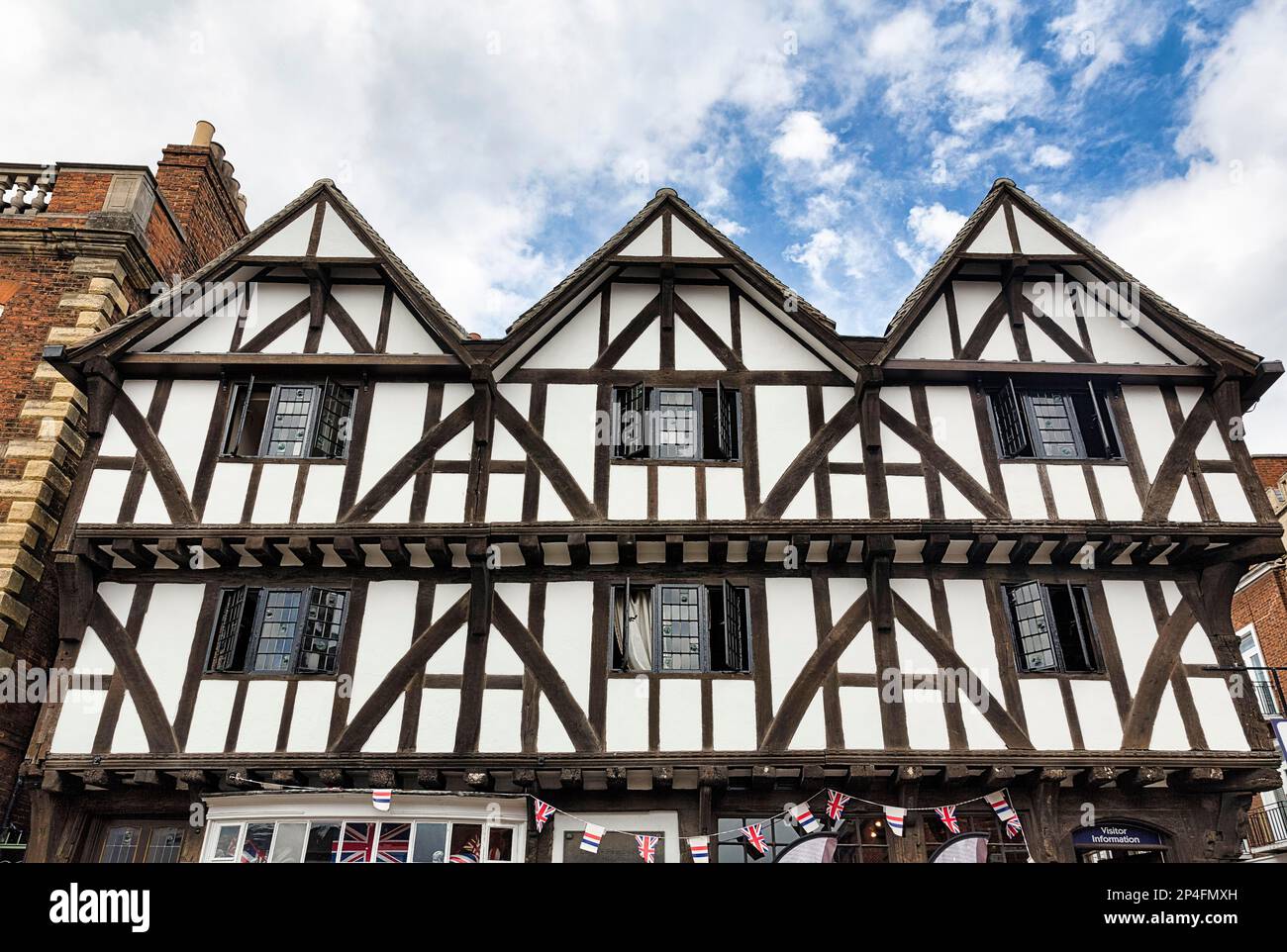Medieval half-timbered house, facade, Lincoln, Lincolnshire, England ...