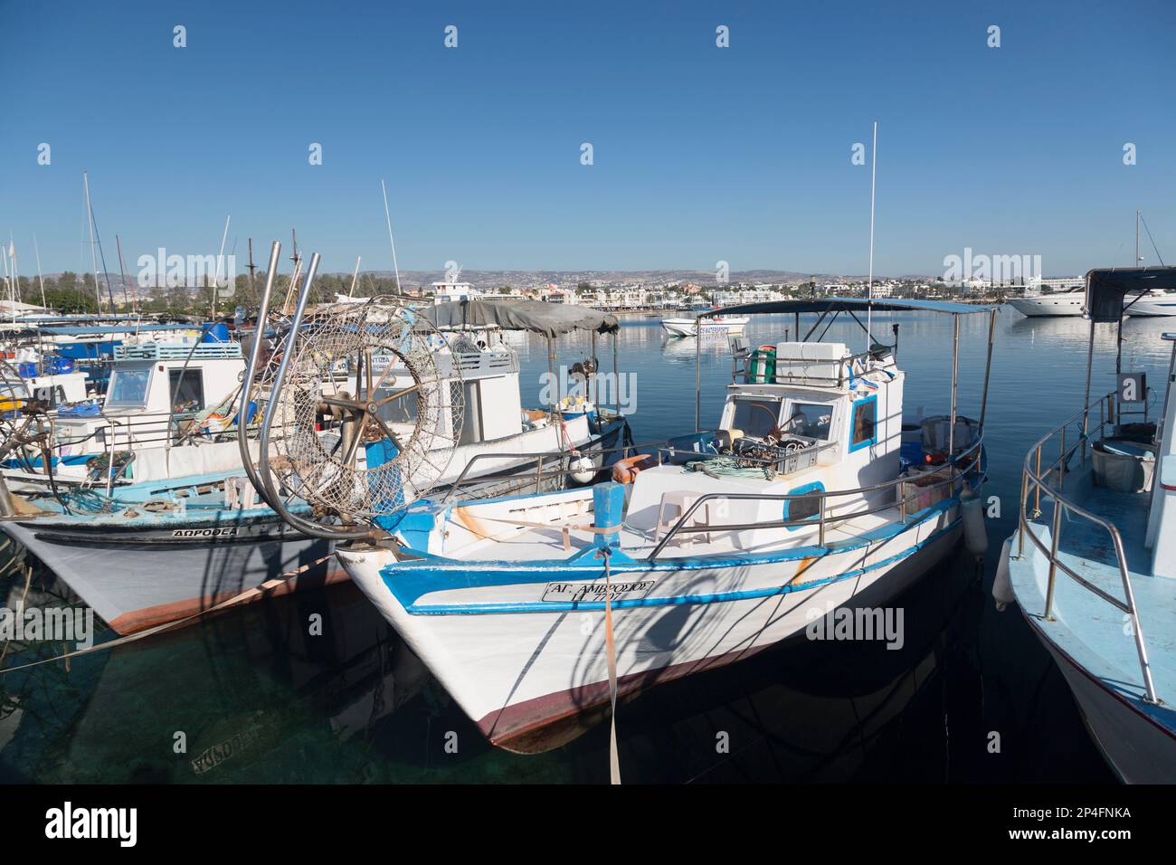 Cyprus, Pathos, traditional fishing boats in Pathos harbour Stock Photo ...