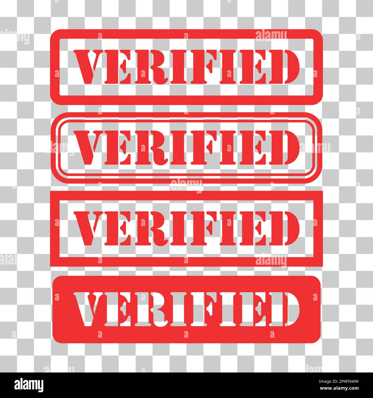 Set of Verified stamp symbol, label sticker sign button, text banner vector illustration Stock ...