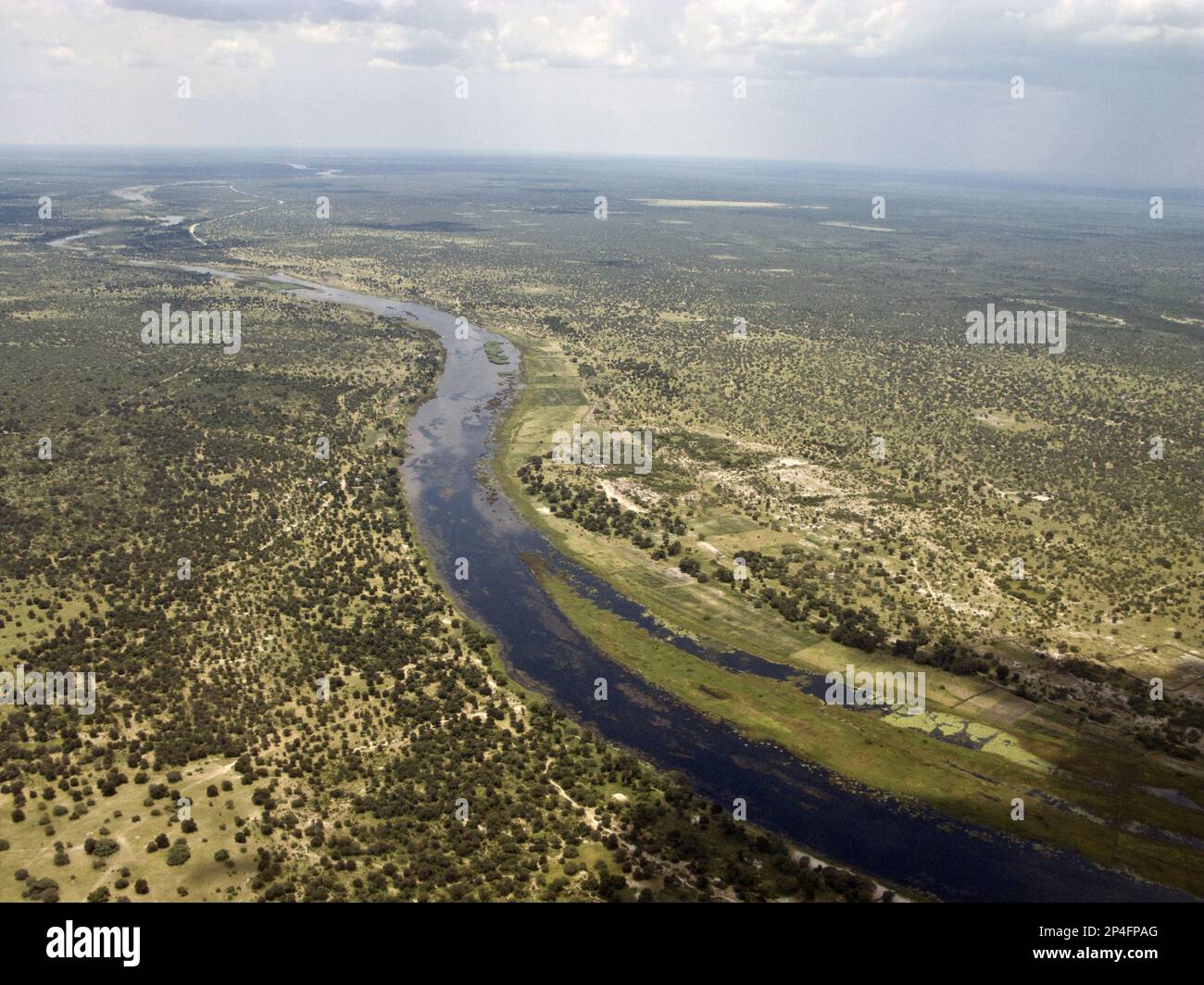 River channel brings floodwater into the okavango delta, botswana Stock ...
