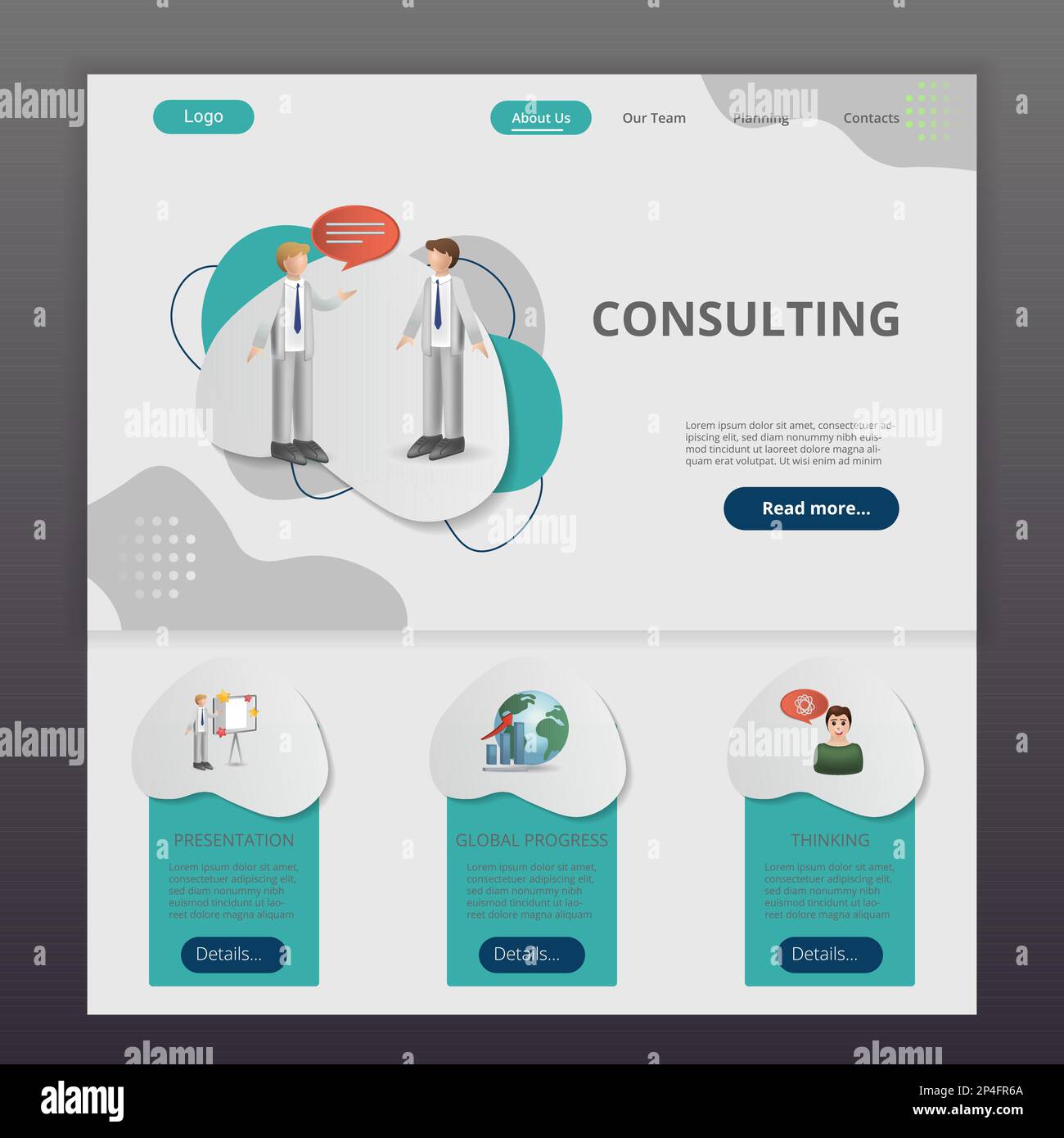 Consulting flat landing page website template. Presentation, global ...