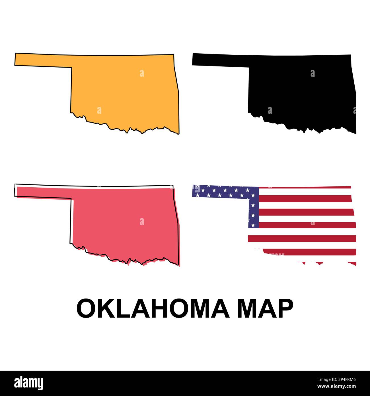 Set of Oklahoma map, united states of america. Flat concept symbol ...
