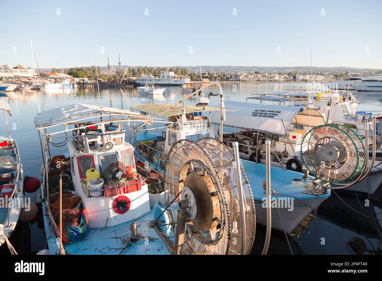 Cyprus, Pathos, traditional fishing boats in Pathos harbour Stock Photo ...