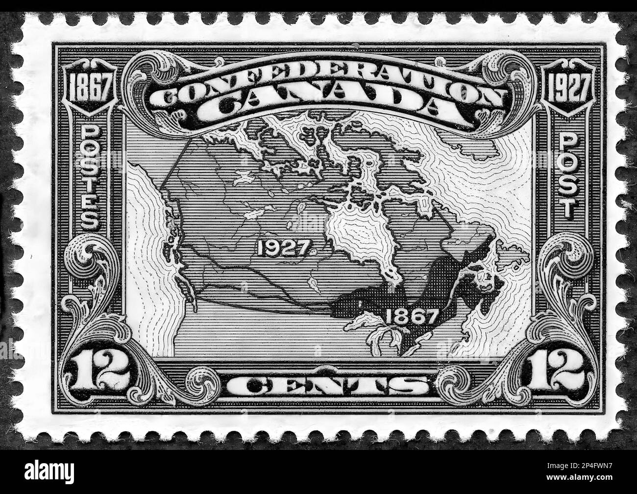 Old canada postage stamp Black and White Stock Photos & Images - Alamy