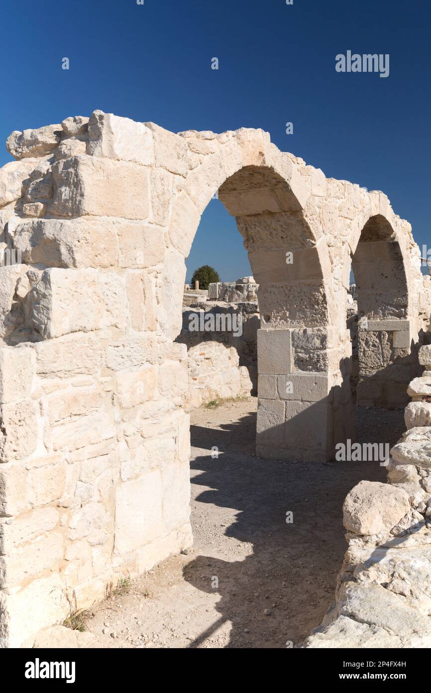 Cyprus, ruins at the Archaeological site of Kourion near Limassol Stock ...
