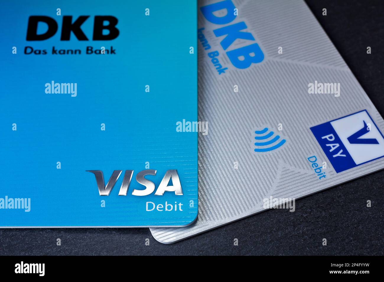 Hamburg, Germany - February 28 2023: Close-up of VISA direct debit ...