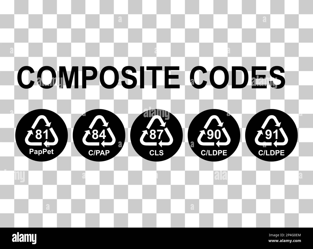Set of Composite symbol, ecology recycling sign isolated on white ...