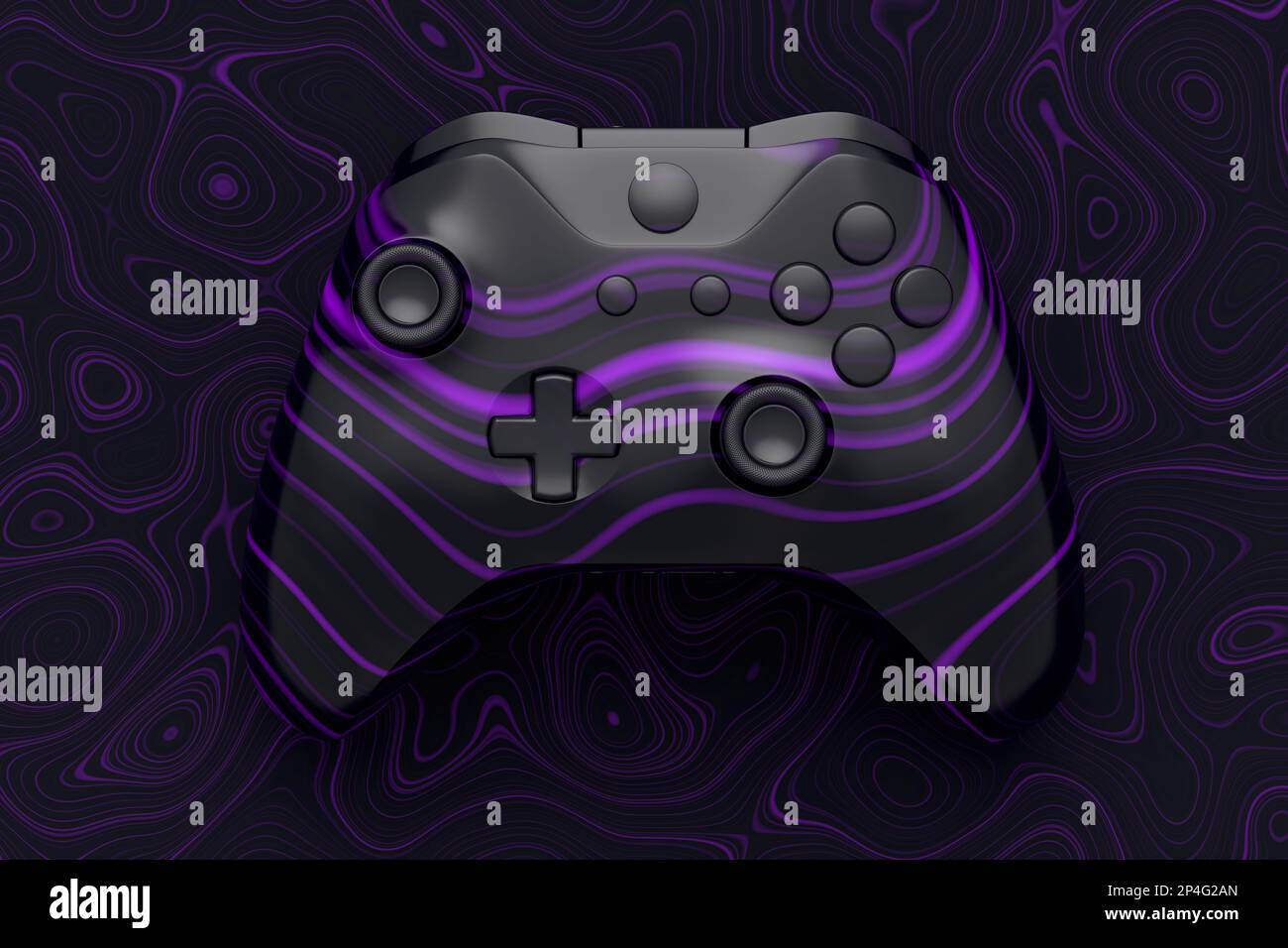 Realistic video game joystick with seamless wavy pattern on dark ...