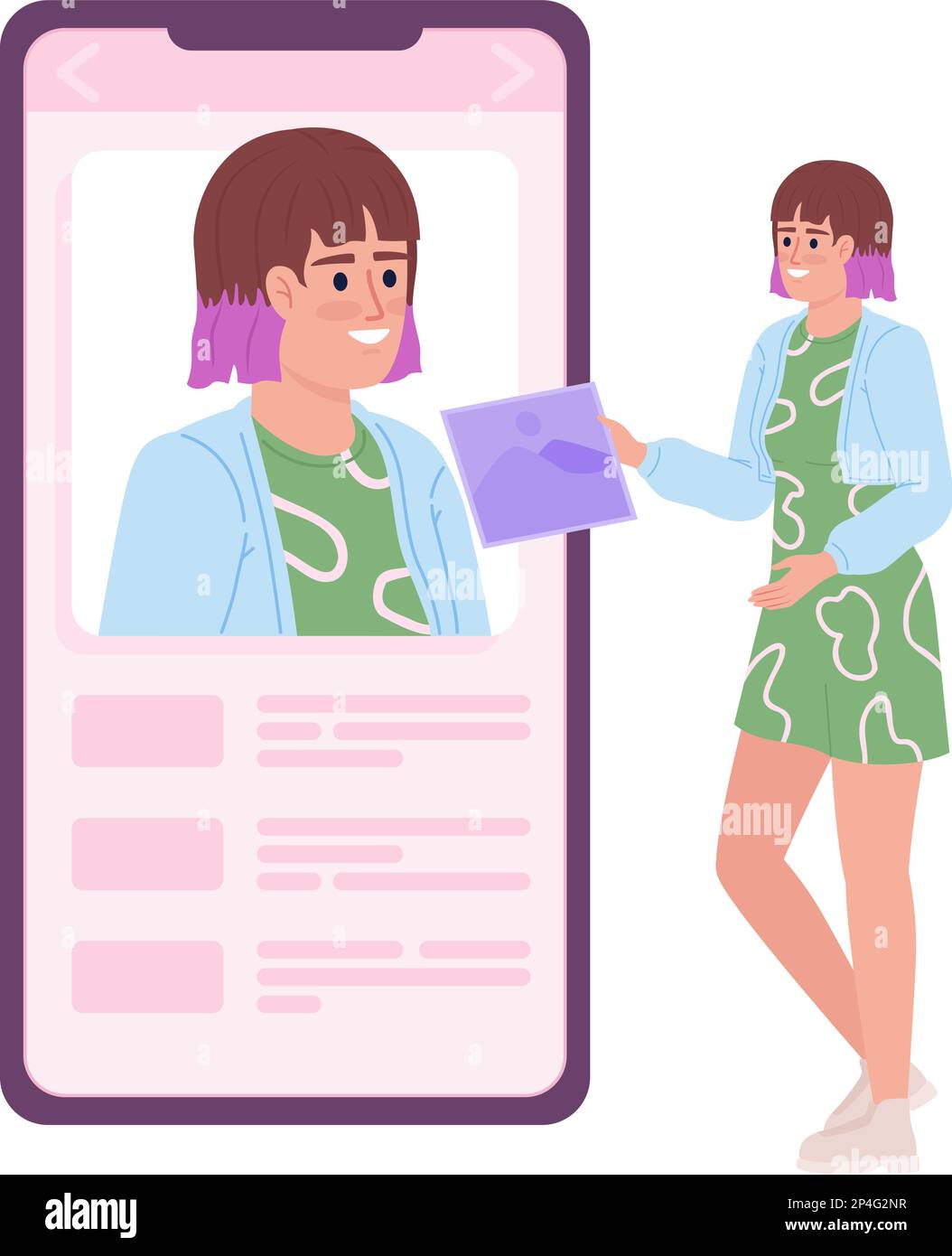 Building social media presence flat concept vector spot illustration ...