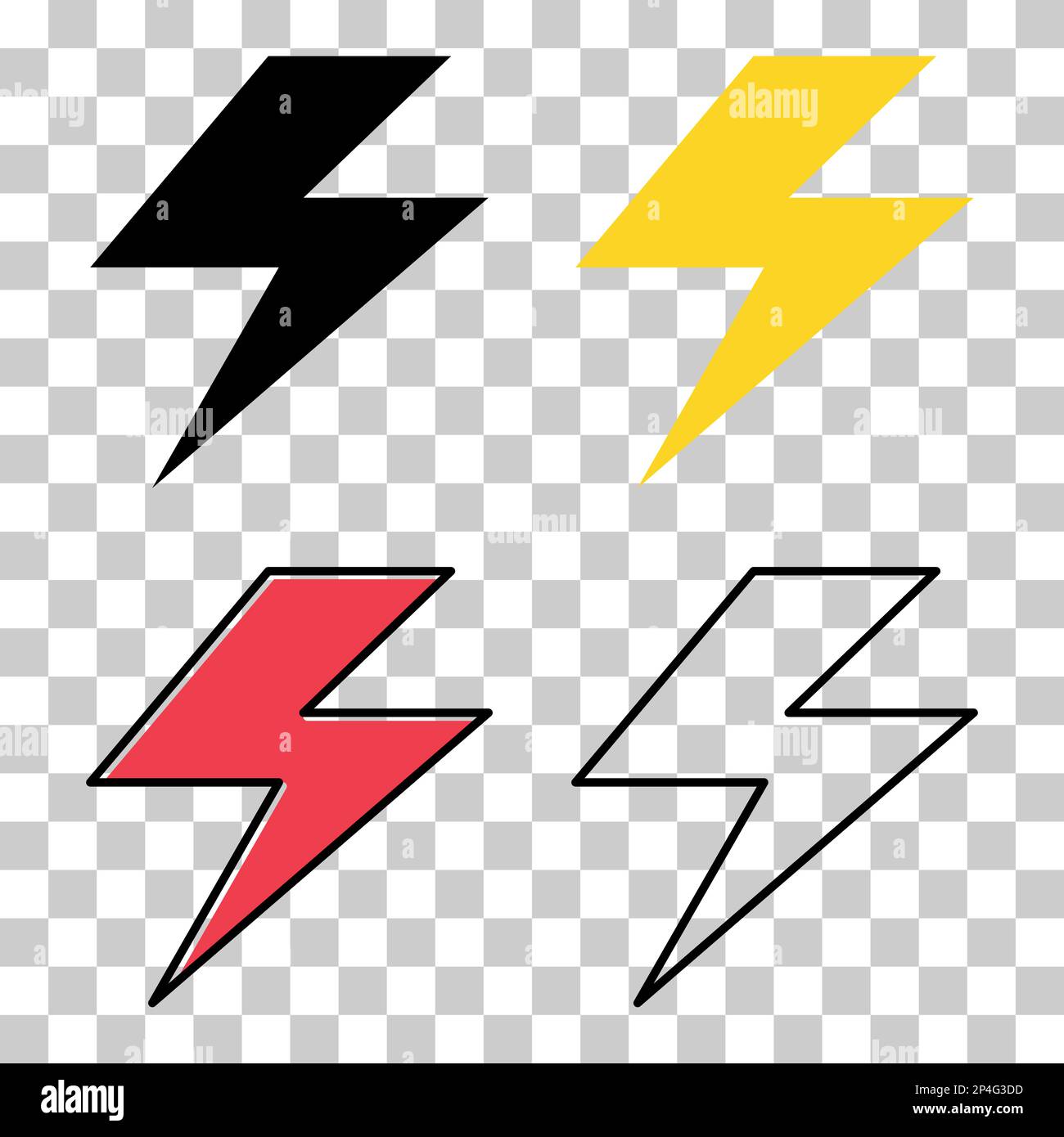 Set of Light flash icon, electric charge power symbol, graphic flat ...