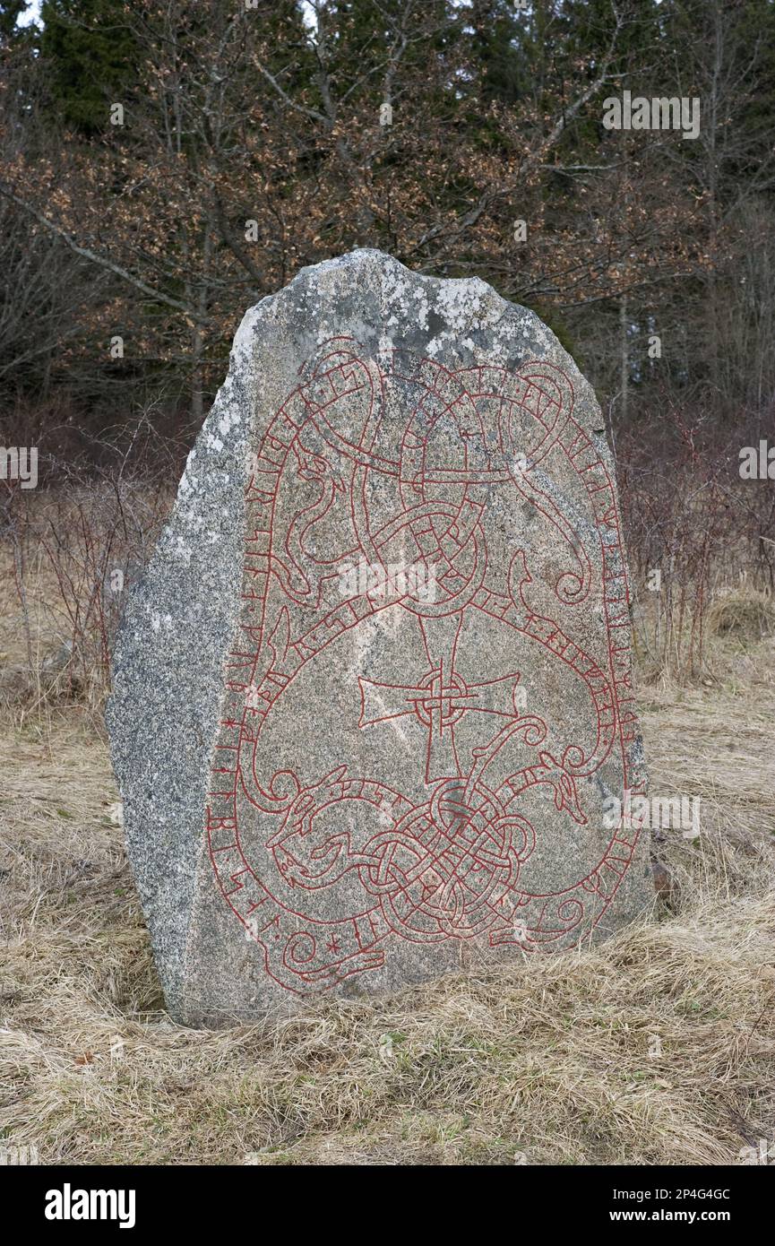 Rune stone, Enberga, Uppland, Sweden Stock Photo - Alamy