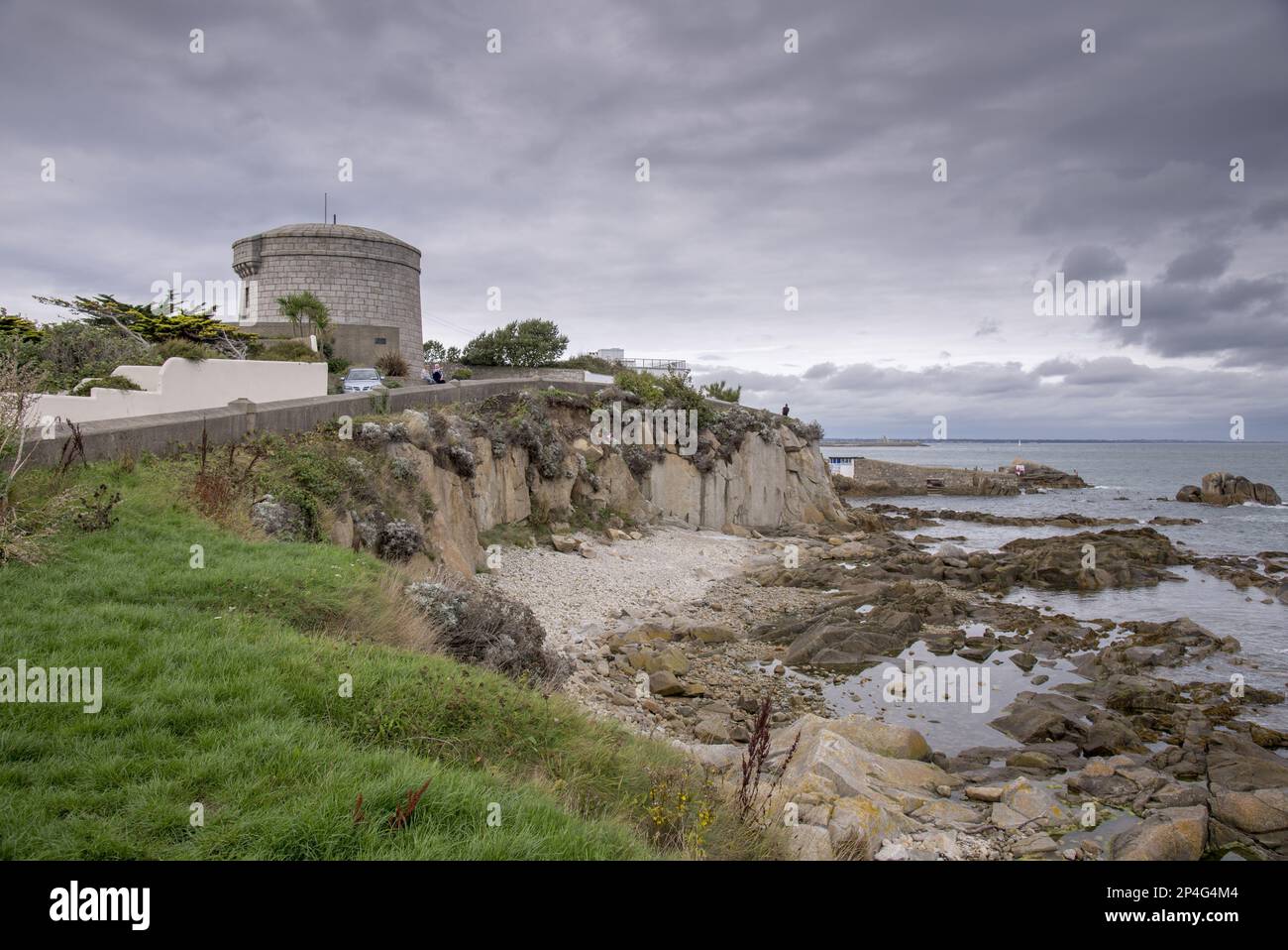 View of coastal promontory and Martello tower, James Joyce Tower and ...