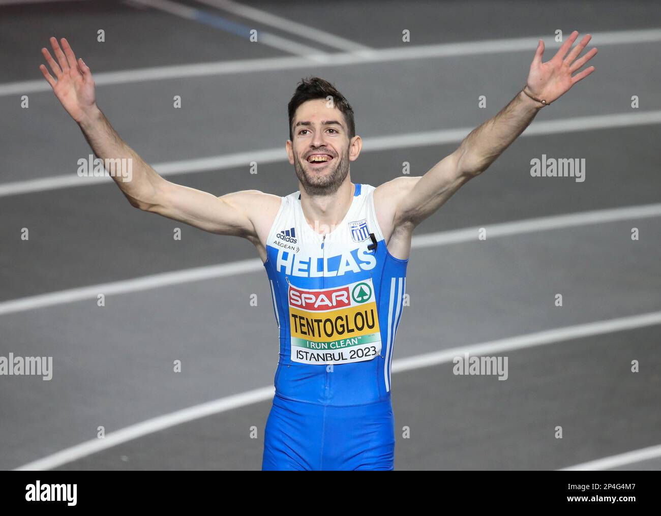 Miltiadis Tentoglou of Greece during the European Athletics Indoor ...