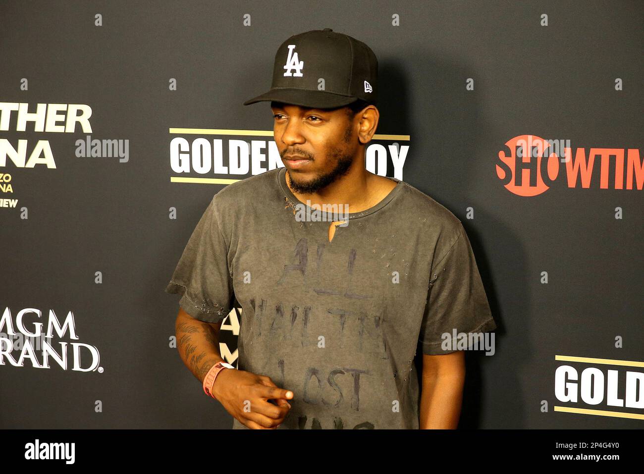 Kendrick Lamar is seen on the red carpet prior to the Mayweather versus ...