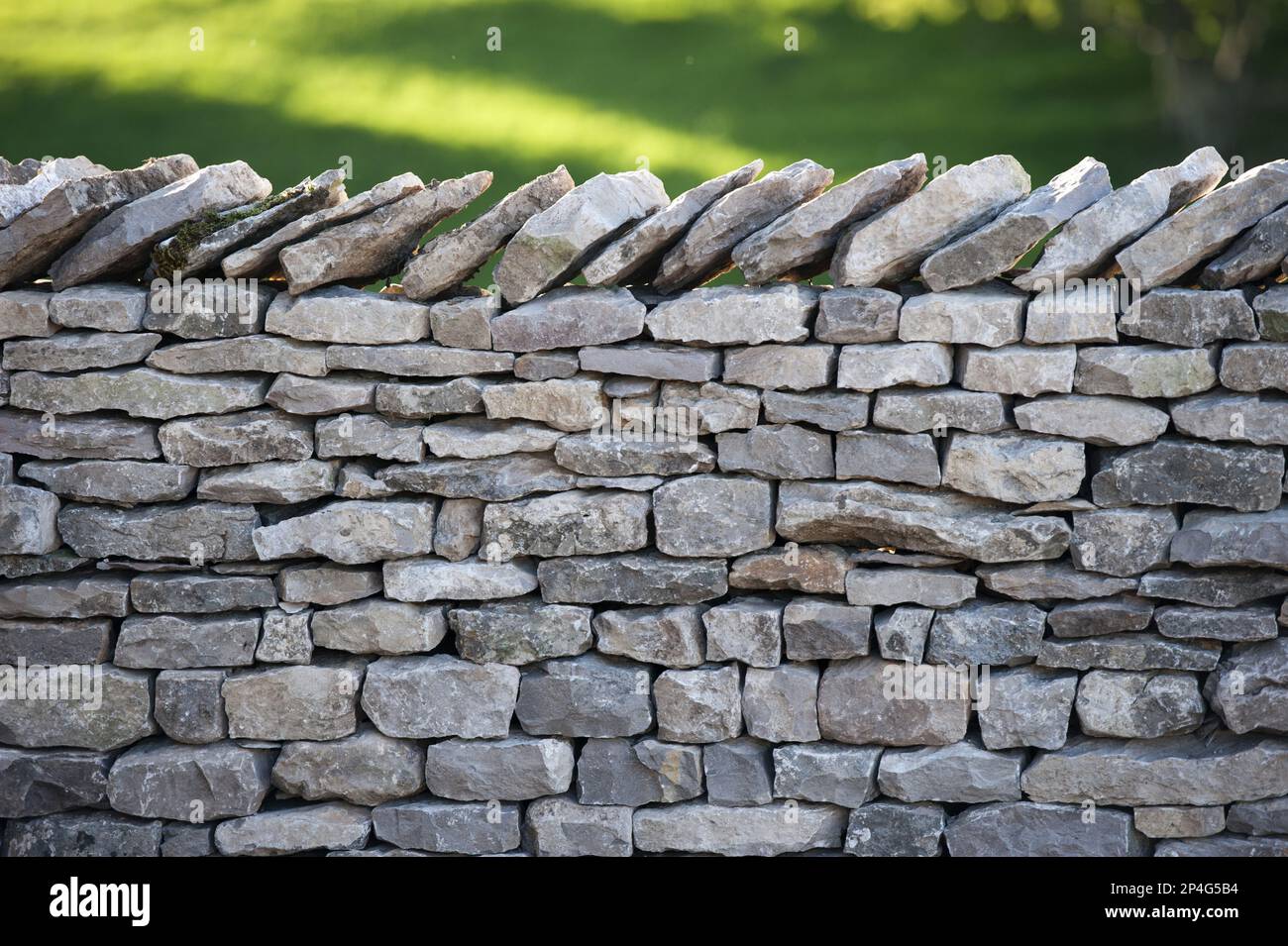 Close-up of a dry stone wall built from limestone, Cumbria, England ...