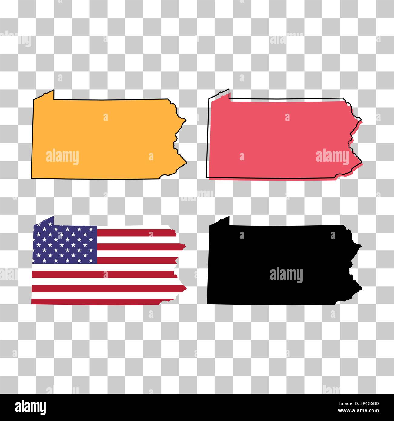Set of Pennsylvania map, united states of america. Flat concept symbol ...