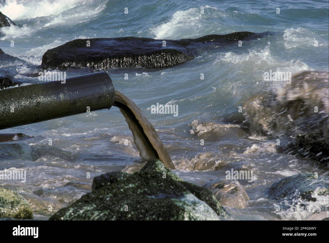 Wastewater discharge into the sea, Mediterranean Sea, Spain Stock Photo ...
