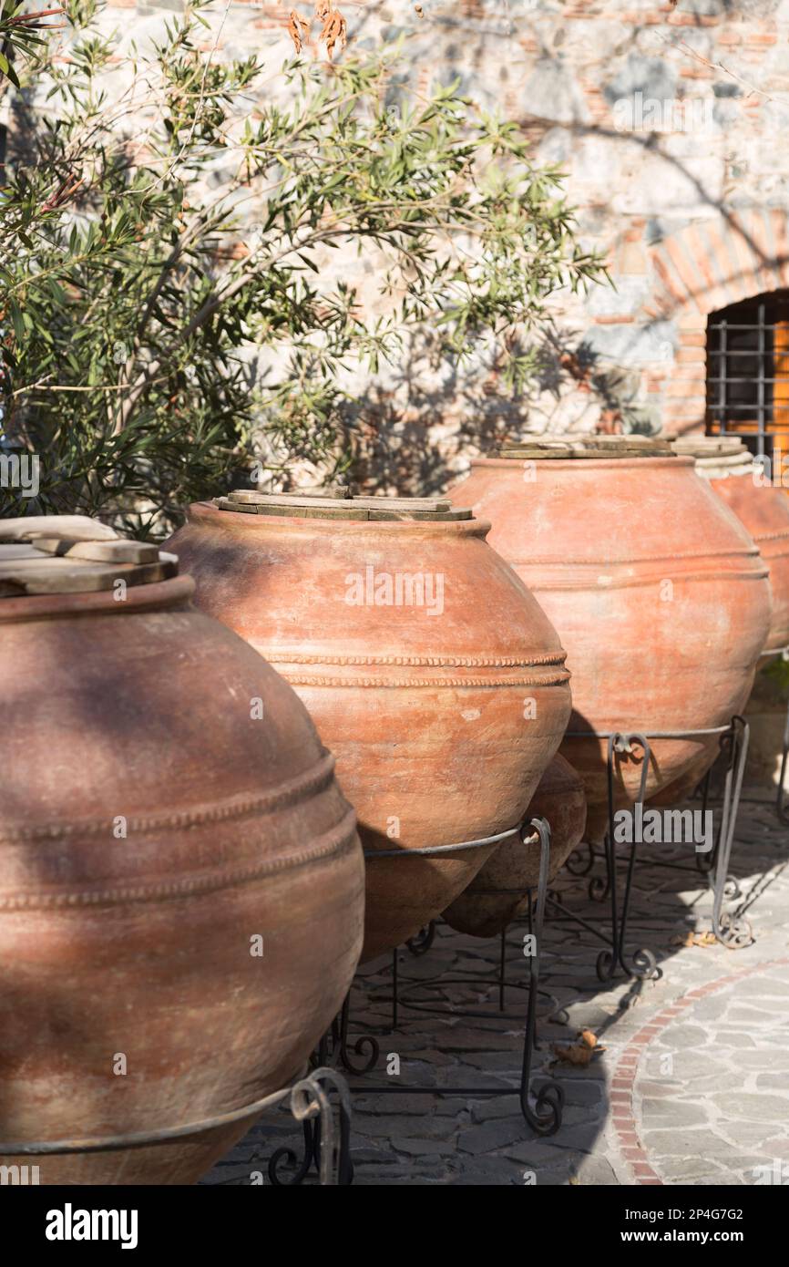 Cyprus, traditional terracotta wine pots Stock Photo - Alamy