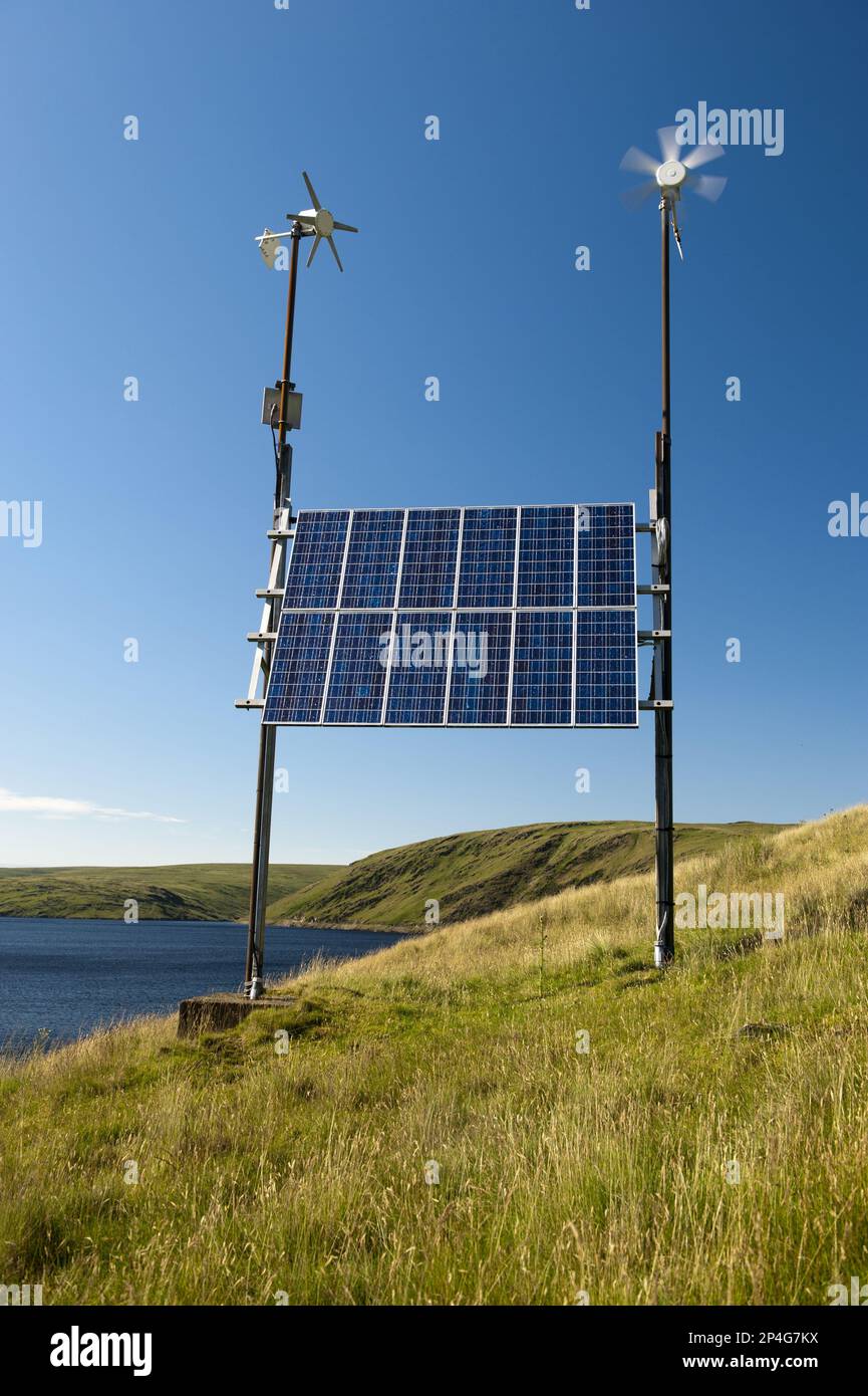 Combination of solar panels and wind turbines, using renewable energy ...