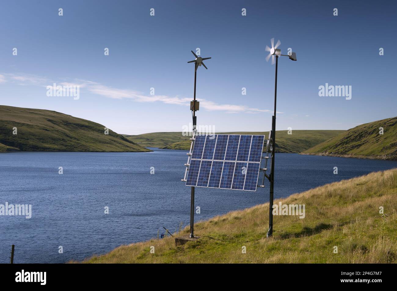 Combination of solar panels and wind turbines, using renewable energy ...