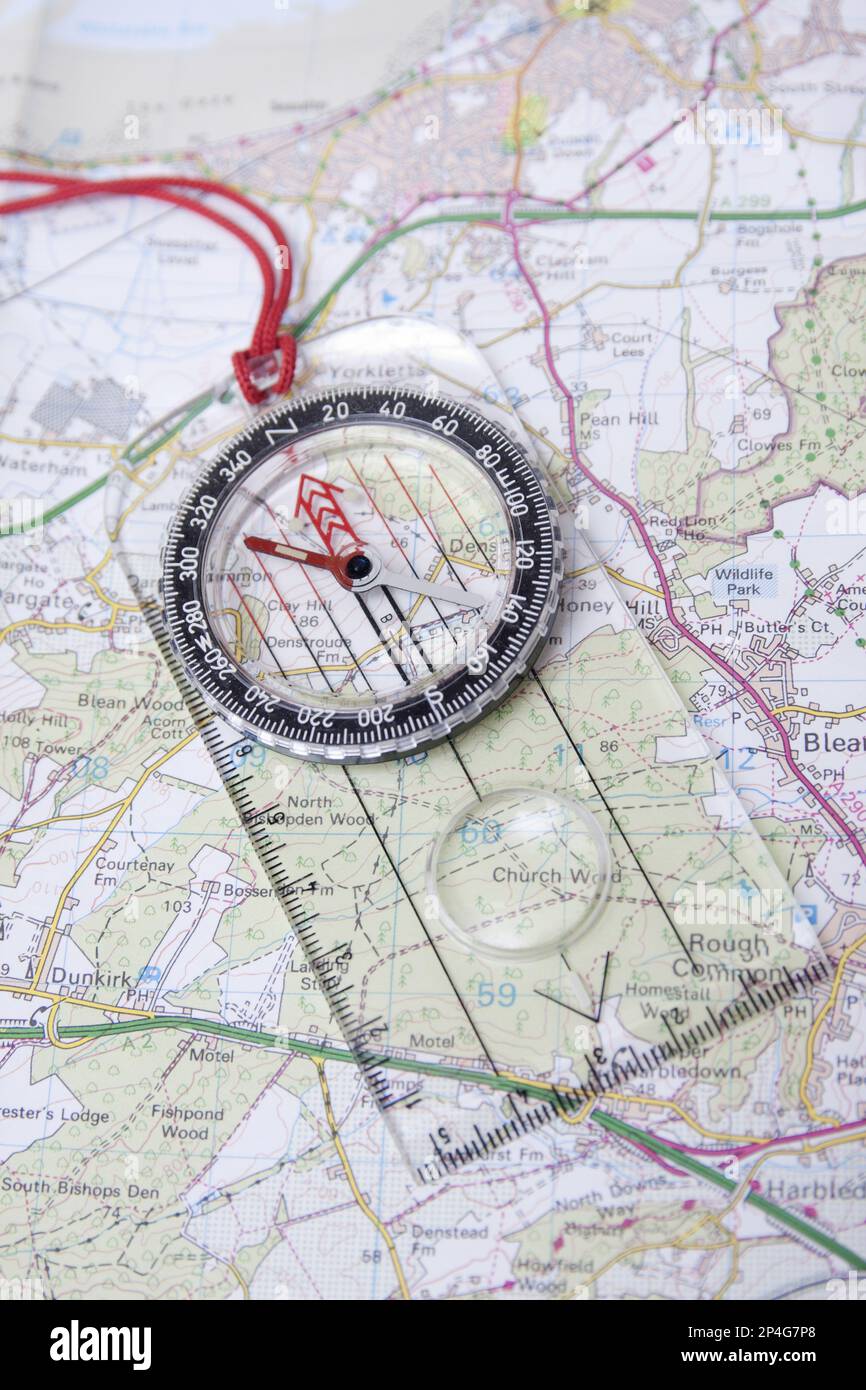 Compass on the Ordnance Survey map of Kent, England, United Kingdom ...