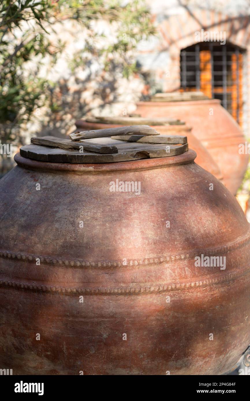 Cyprus, traditional terracotta wine pots Stock Photo - Alamy