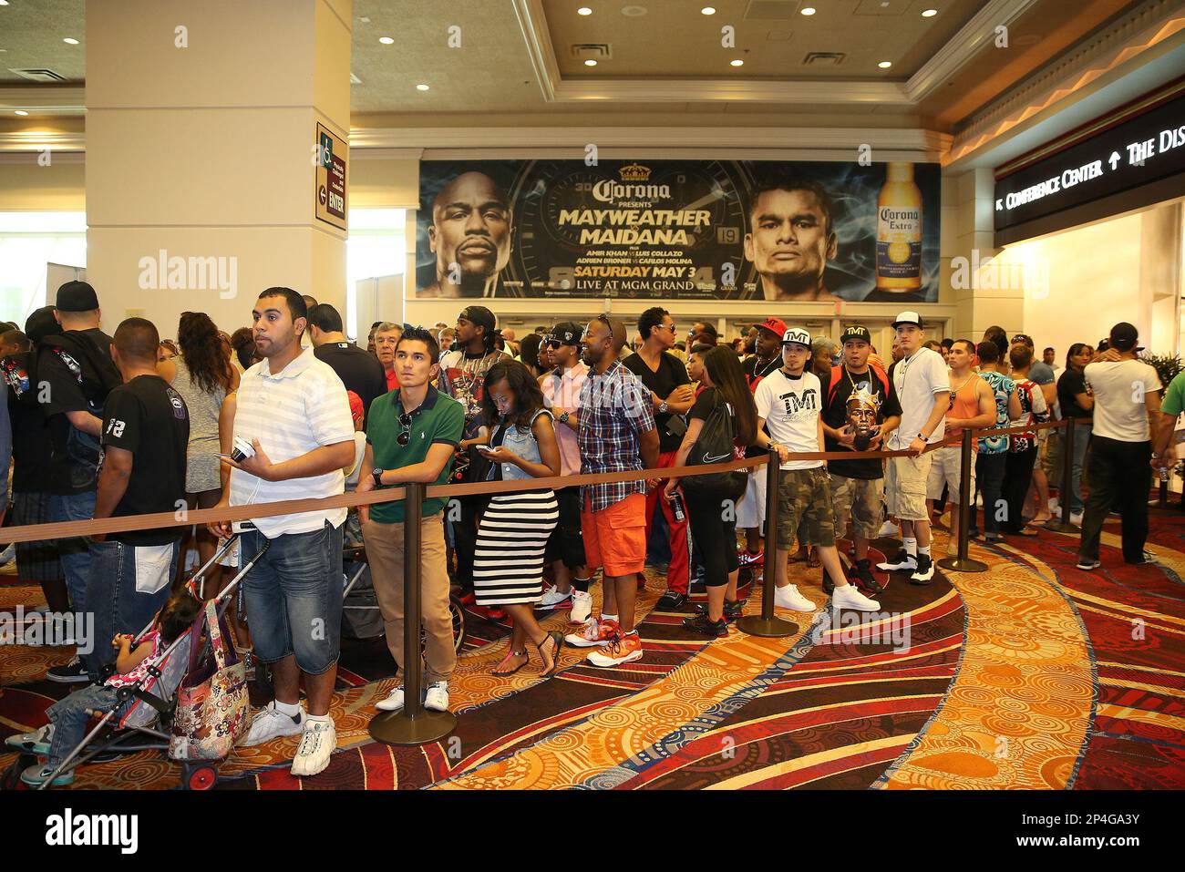 Fans pack the lobby of the MGM Grand Garden Arena prior to the official ...