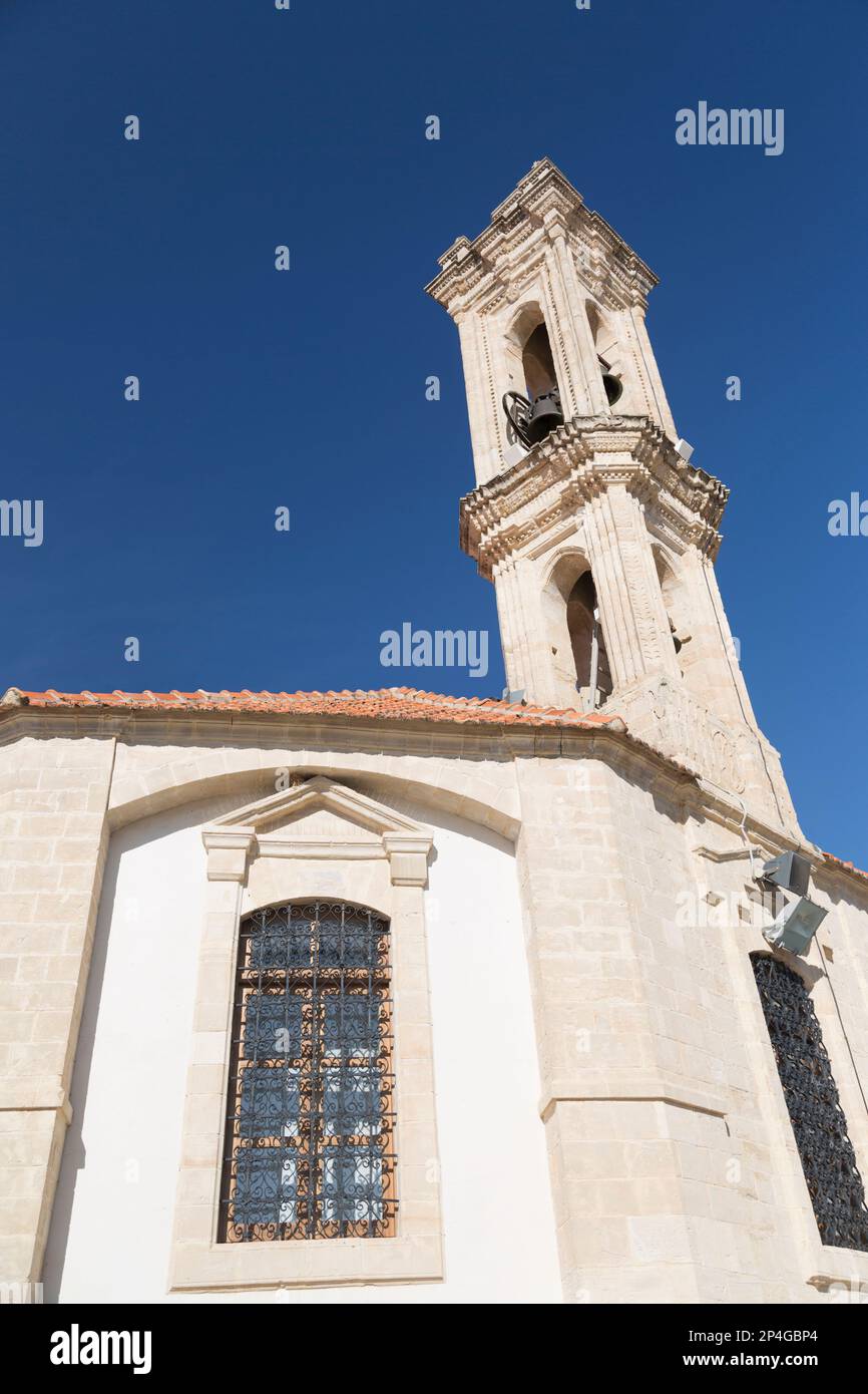 Cyprus, Omodos, the bell tower of Timios Stavros monastery Stock Photo ...