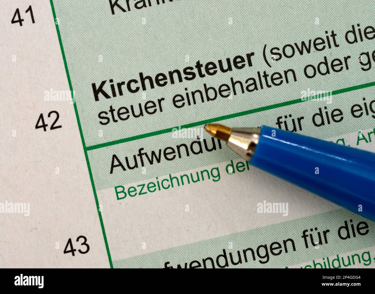Tax declaration, church tax Stock Photo - Alamy
