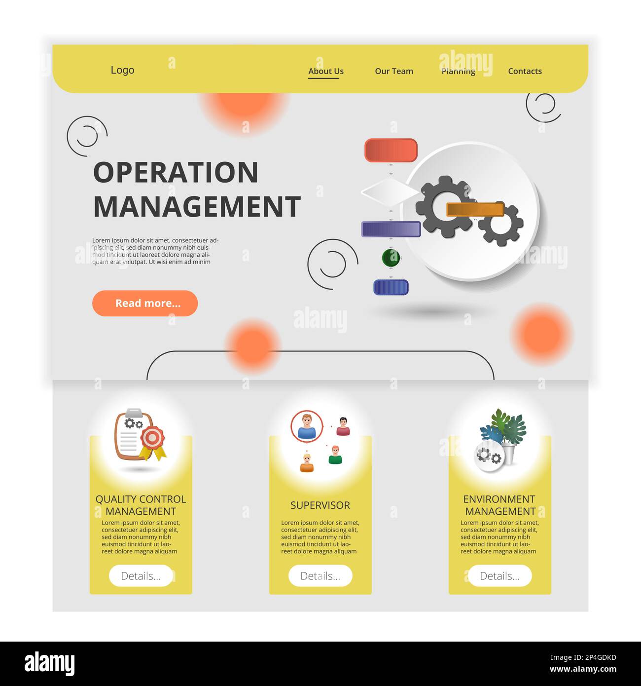 Operation management flat landing page website template. Quality ... Operation management flat landing page website template. Quality ...