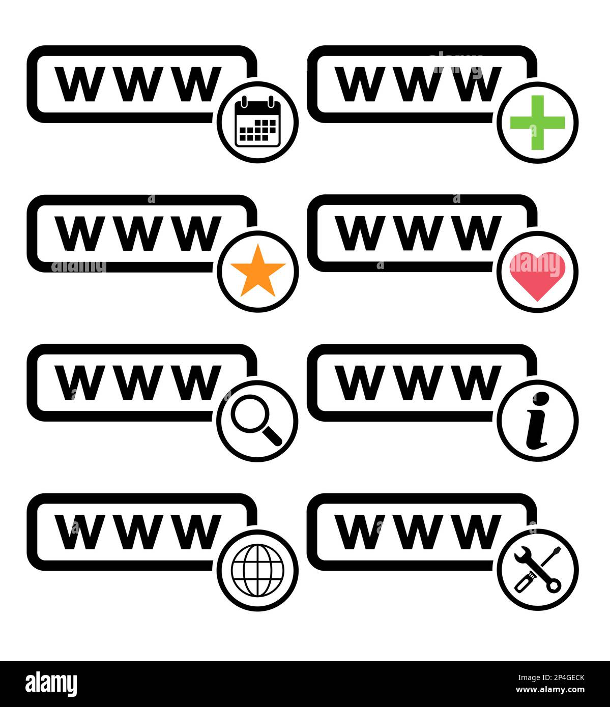 Set of World wide web icon, www internet website symbol, click mouse ...