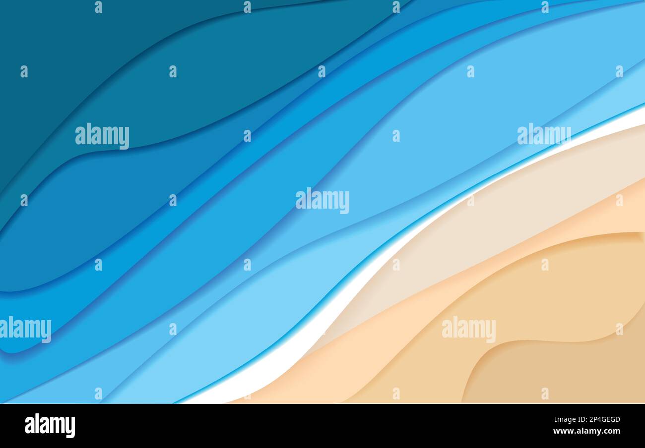 Wide banner. Abstract sea waves. nautical background in paper cut style ...