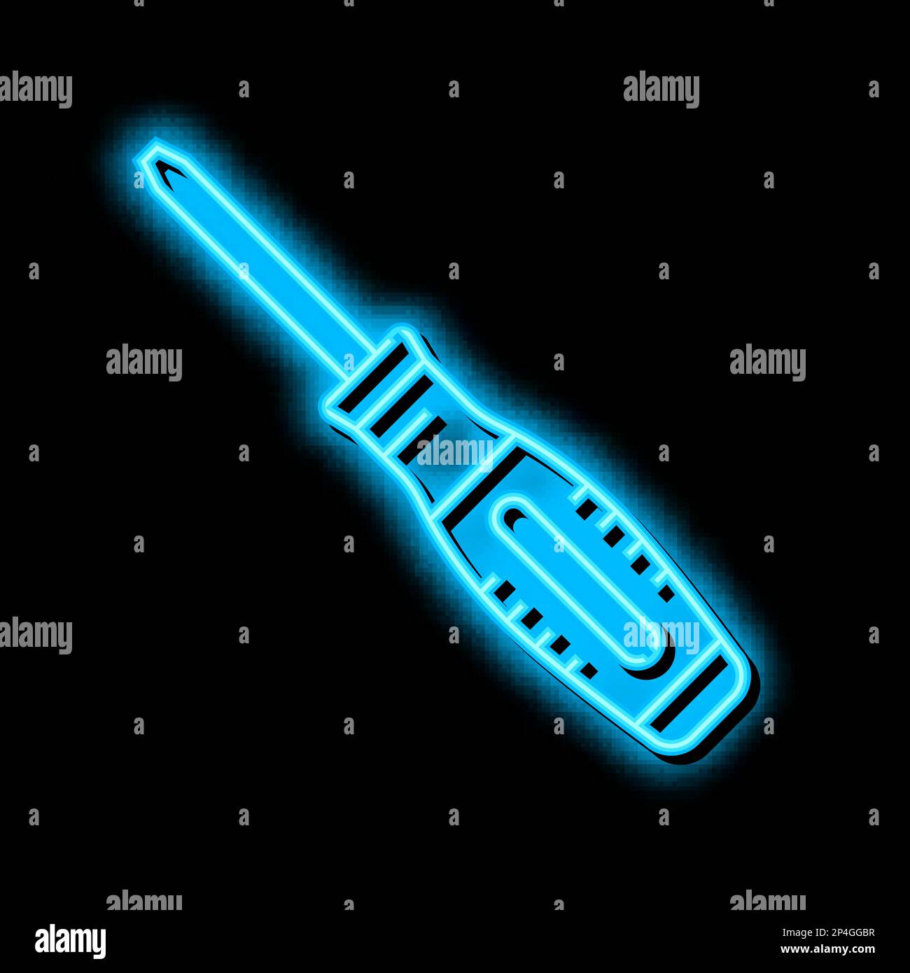 screwdriver carpenter professional tool neon glow icon illustration ...