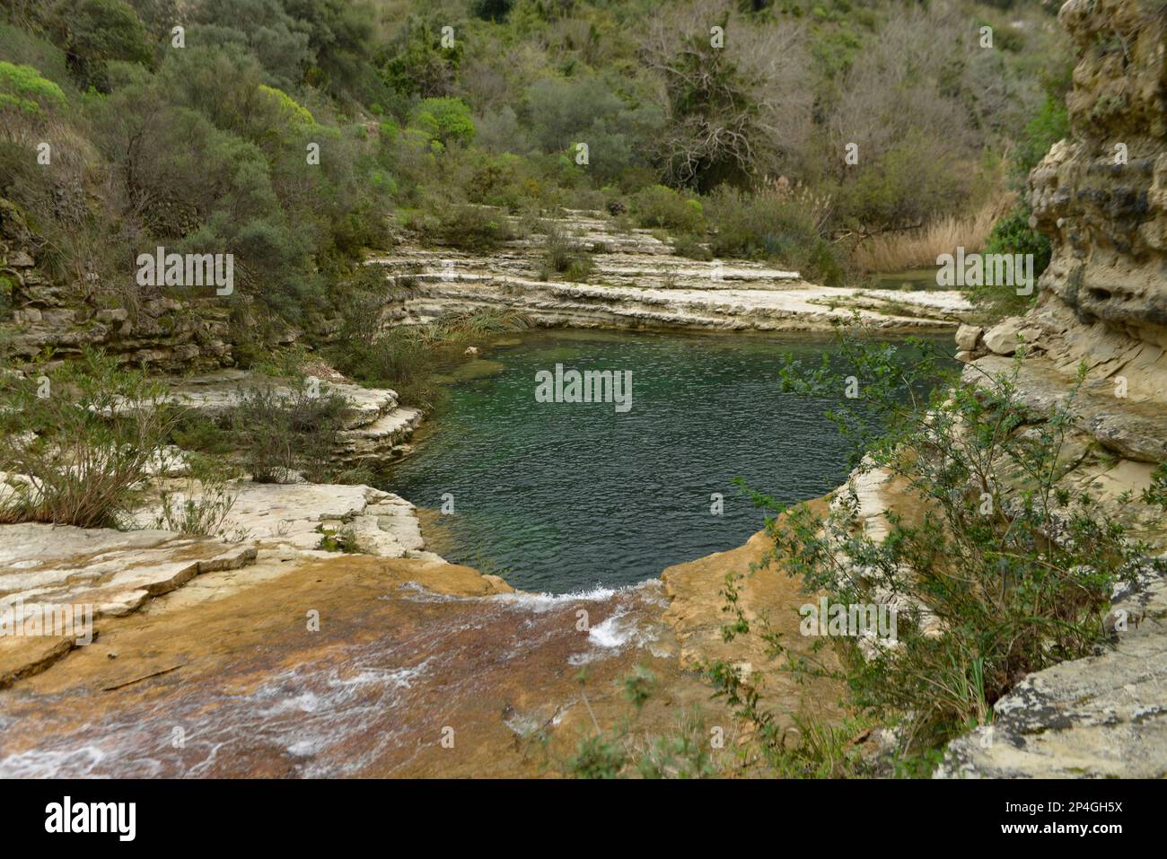 Pond, river, gorge, Cavagrande del Cassibile, Sicily, Italy Stock Photo ...
