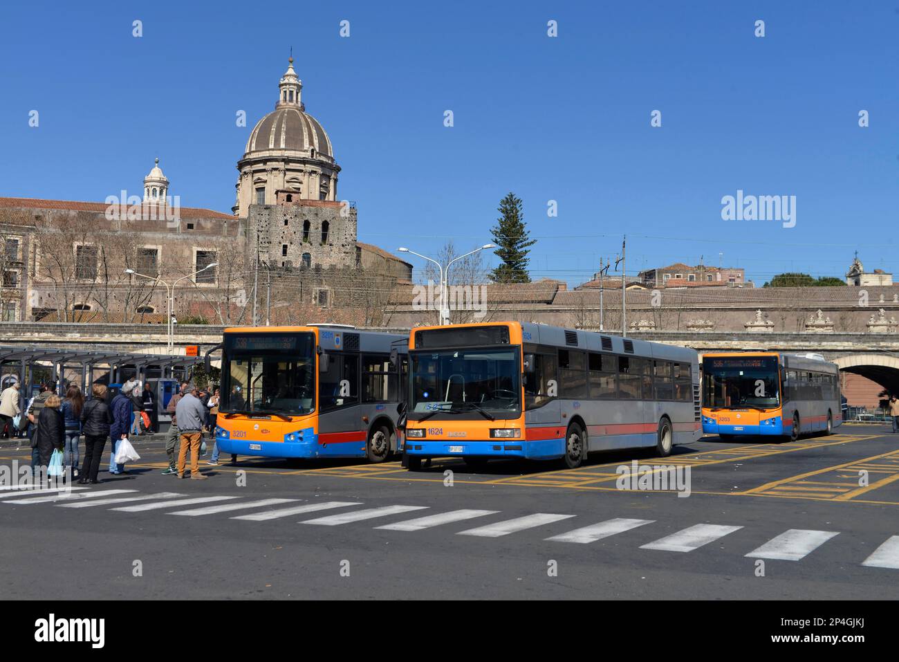 Bus Station, Piazza Paolo Borsellino, Catania, Sicily, Italy Stock ...
