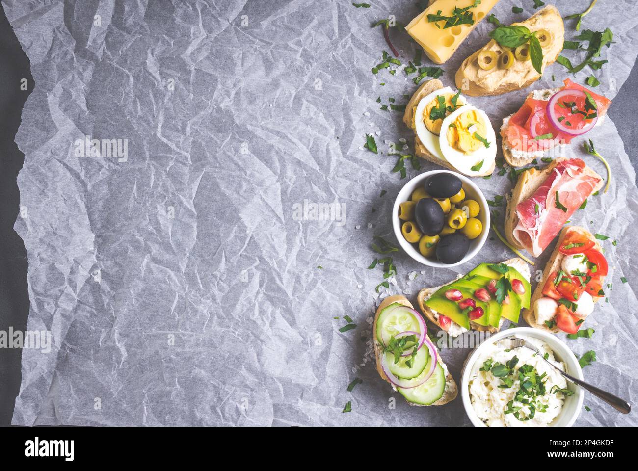Assorted healthy sandwiches set background. Sandwich bar or buffet ...
