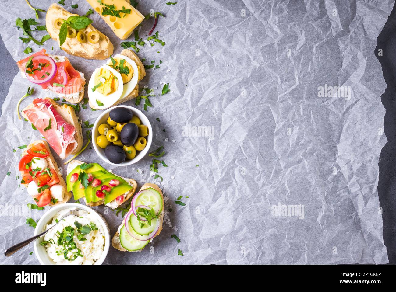 Assorted healthy sandwiches set background. Sandwich bar or buffet ...