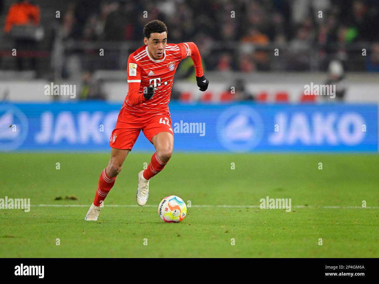 Jamal Musiala FC Bayern Muenchen FCB (42) on the ball, JAKO perimeter ...