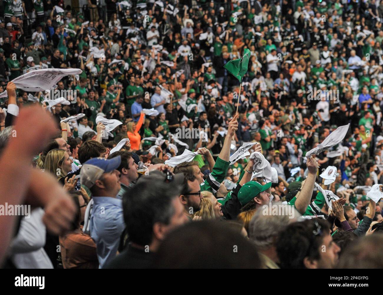 Dallas Stars fans of an NHL game between the Anaheim Ducks and the ...