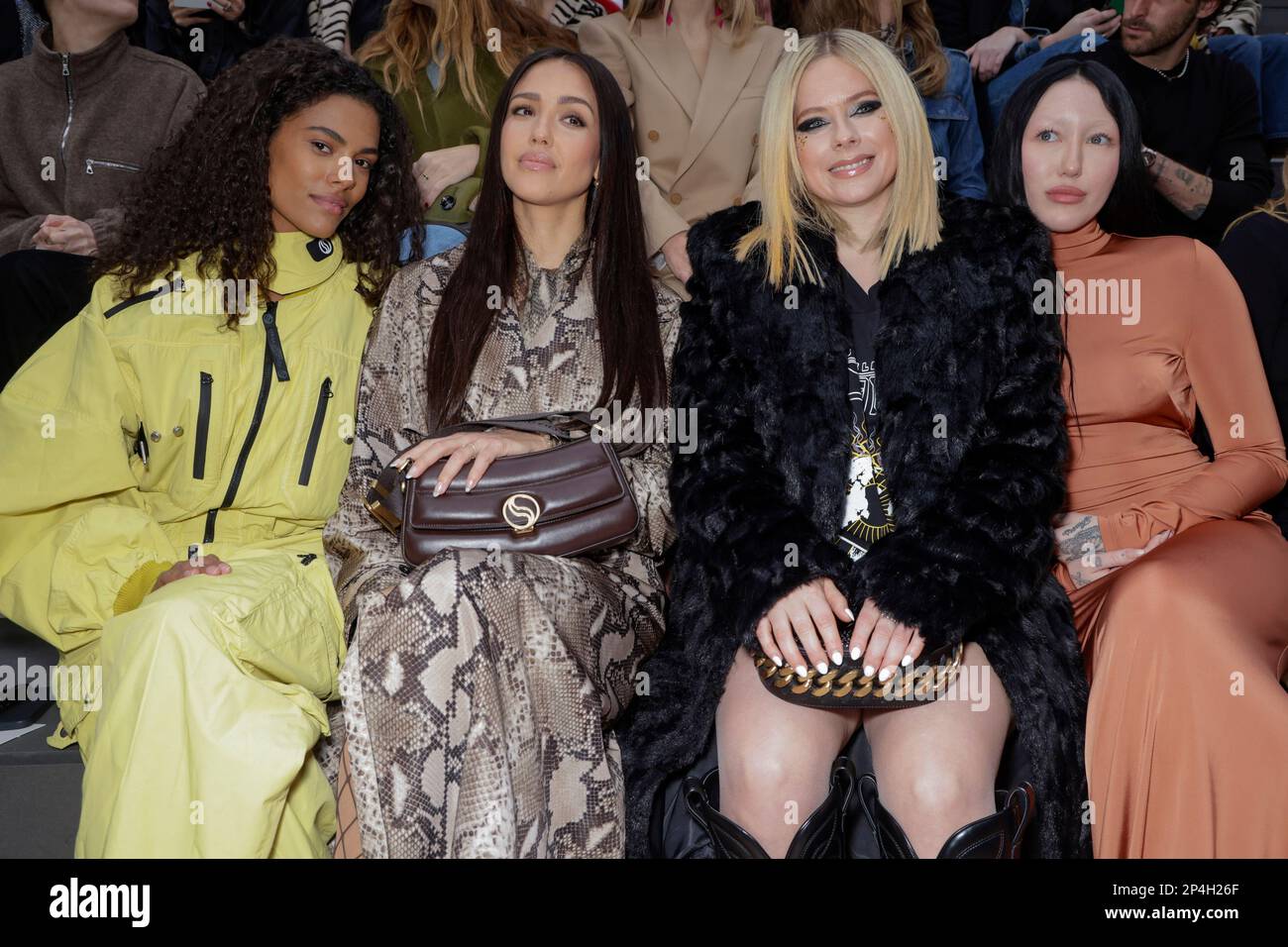 Tina Kunakey, from left, Jessica Alba, Avril Lavigne and Noah Cyrus ...